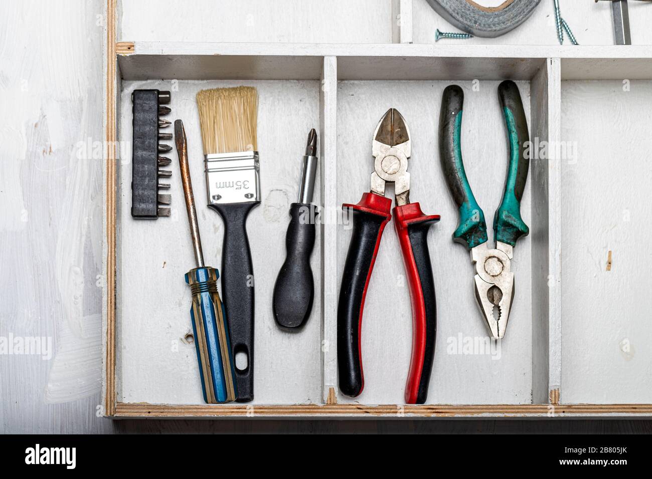 Set of tools with negative space and background for advertising Stock ...