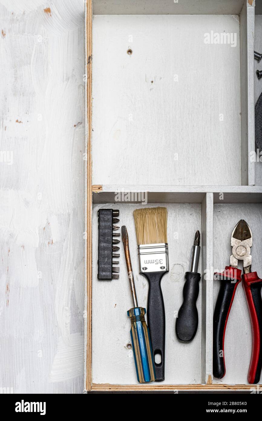 Set of tools with negative space and background for advertising Stock ...