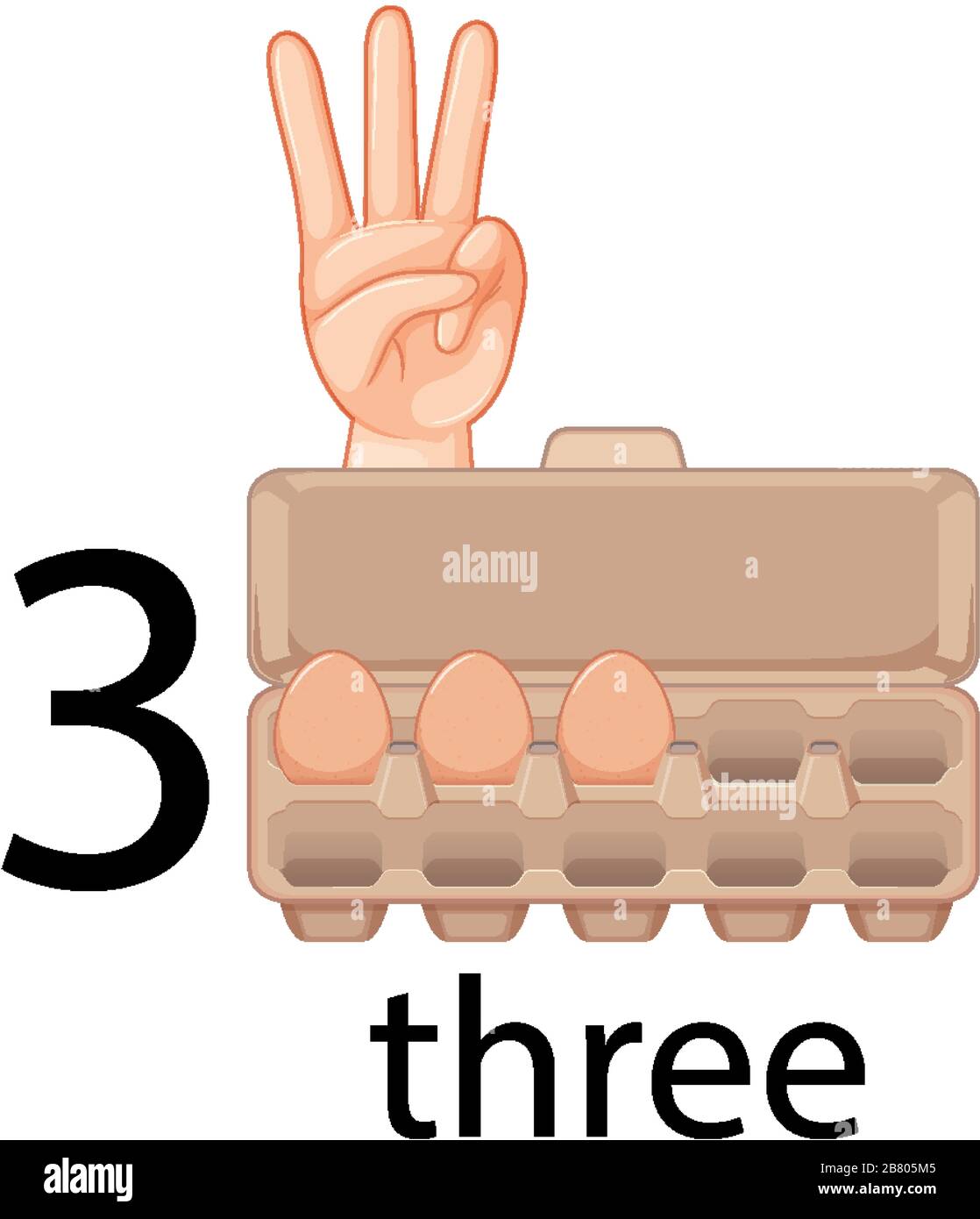 Counting number three with eggs in carton illustration Stock Vector ...