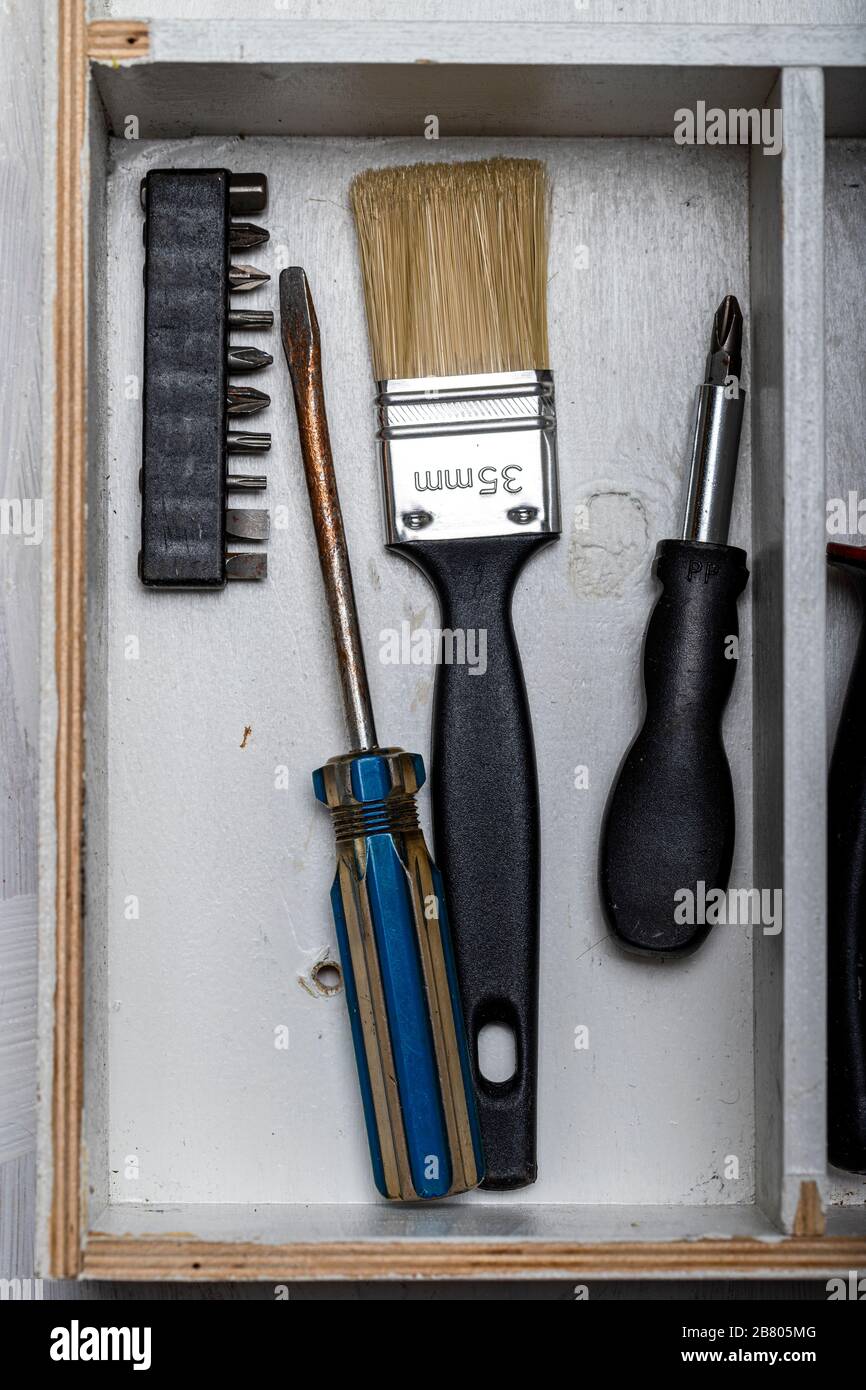 Set of tools with negative space and background for advertising Stock ...