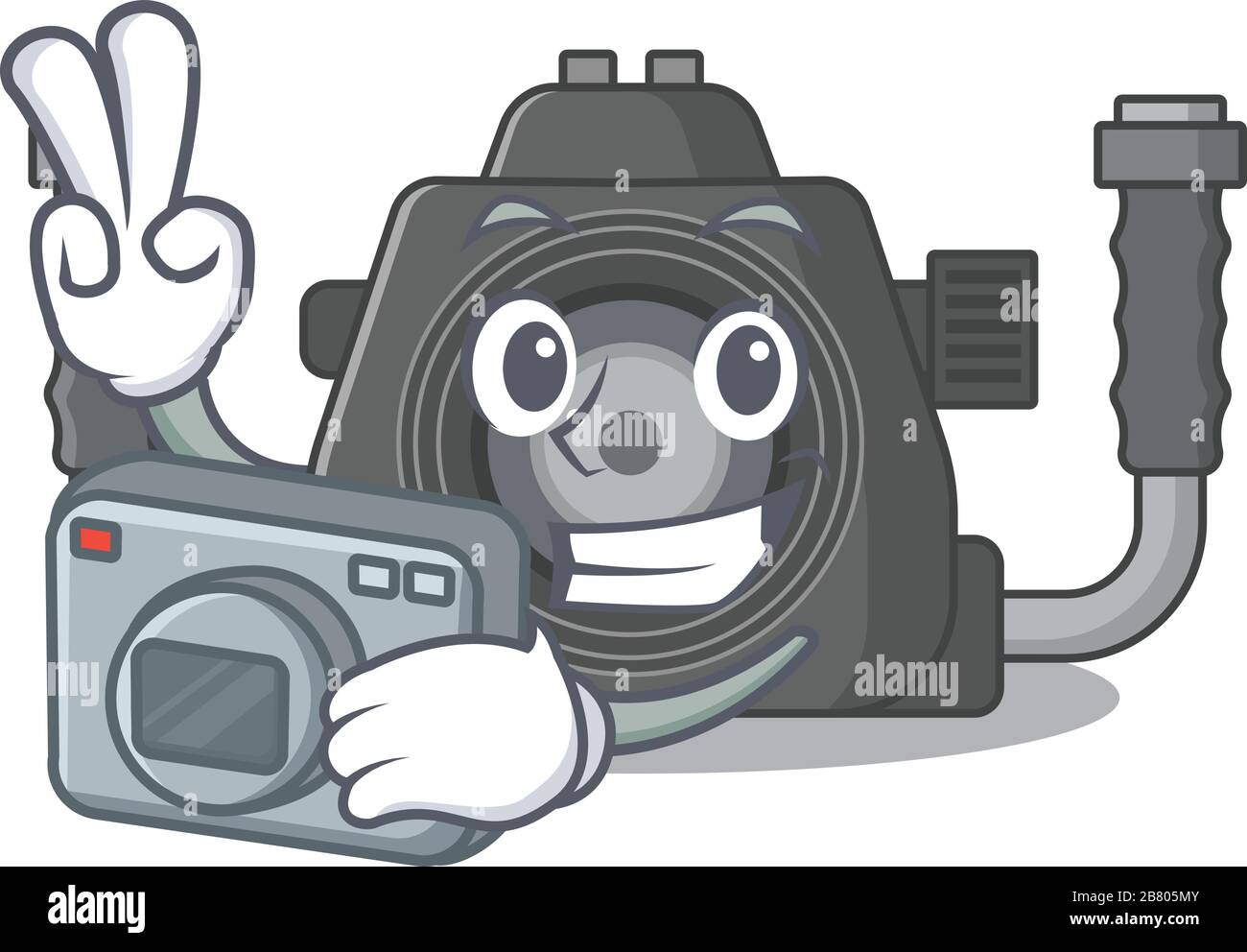 Underwater camera mascot design as a professional photographer with a ...
