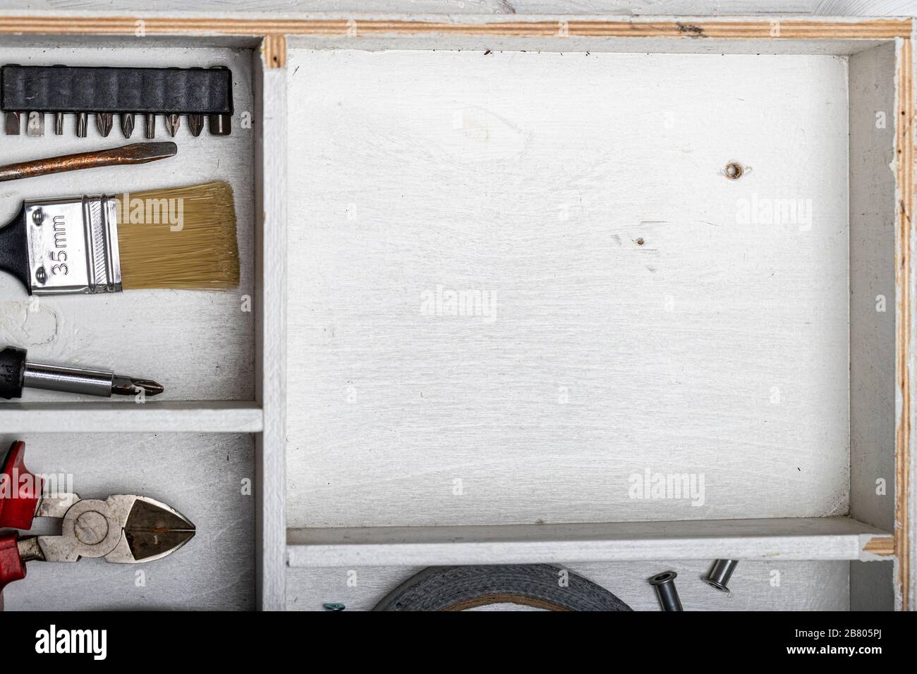 Set of tools with negative space and background for advertising Stock ...