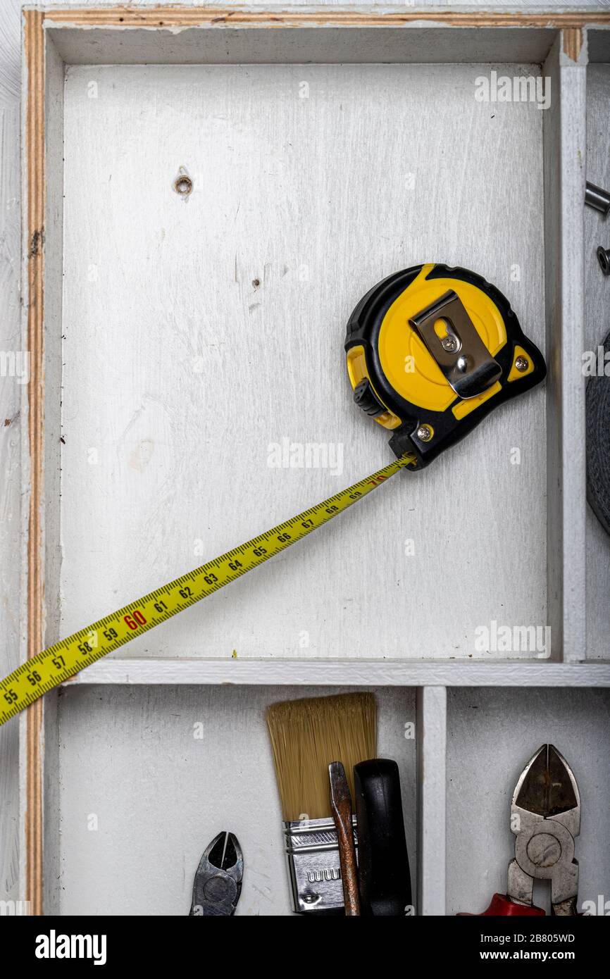 Set of tools with negative space and background for advertising Stock ...