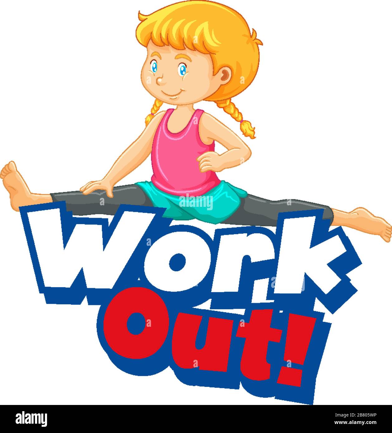 Font design for word work out with kid doing exercise illustration ...
