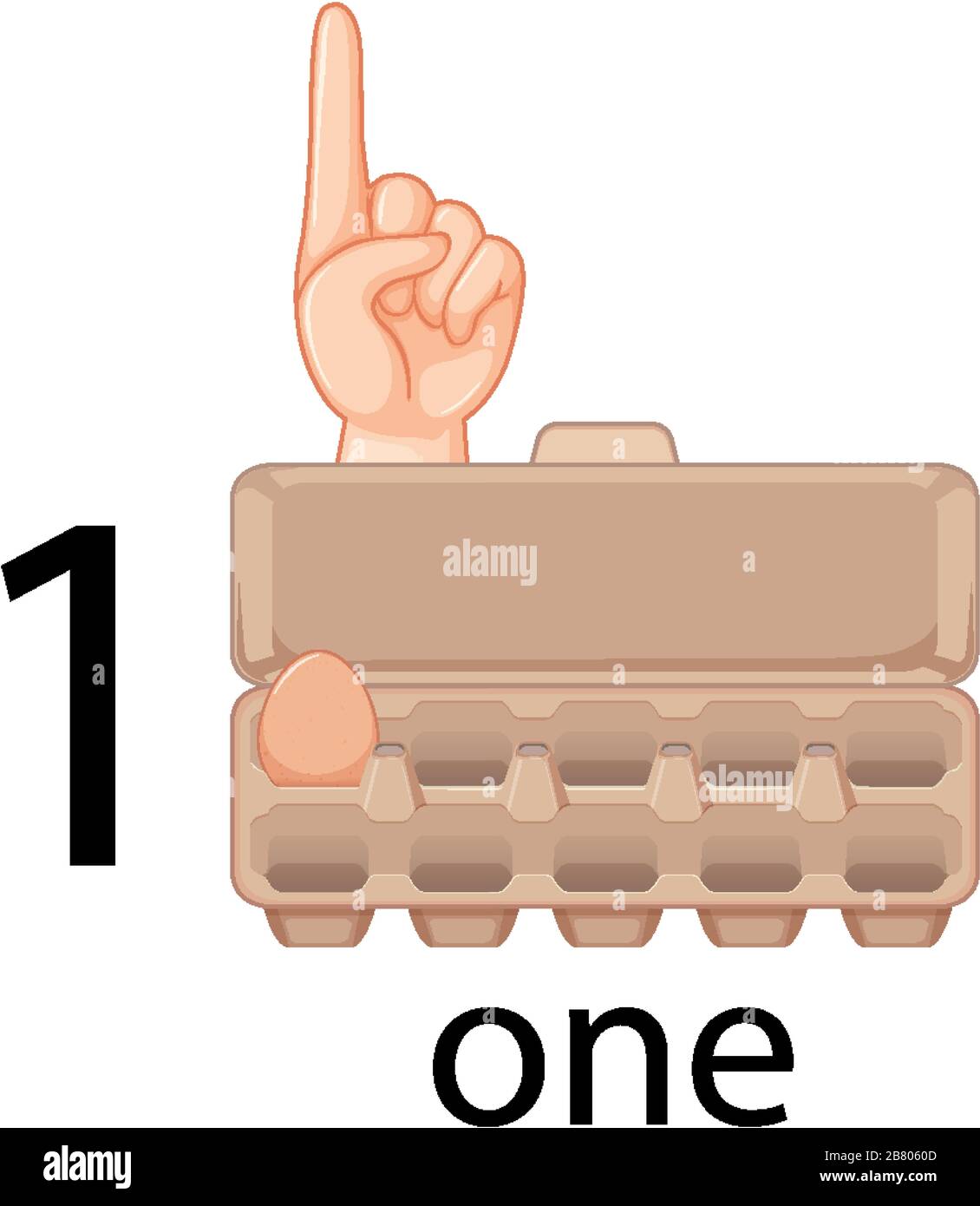 Counting number one with eggs in carton illustration Stock Vector Image ...
