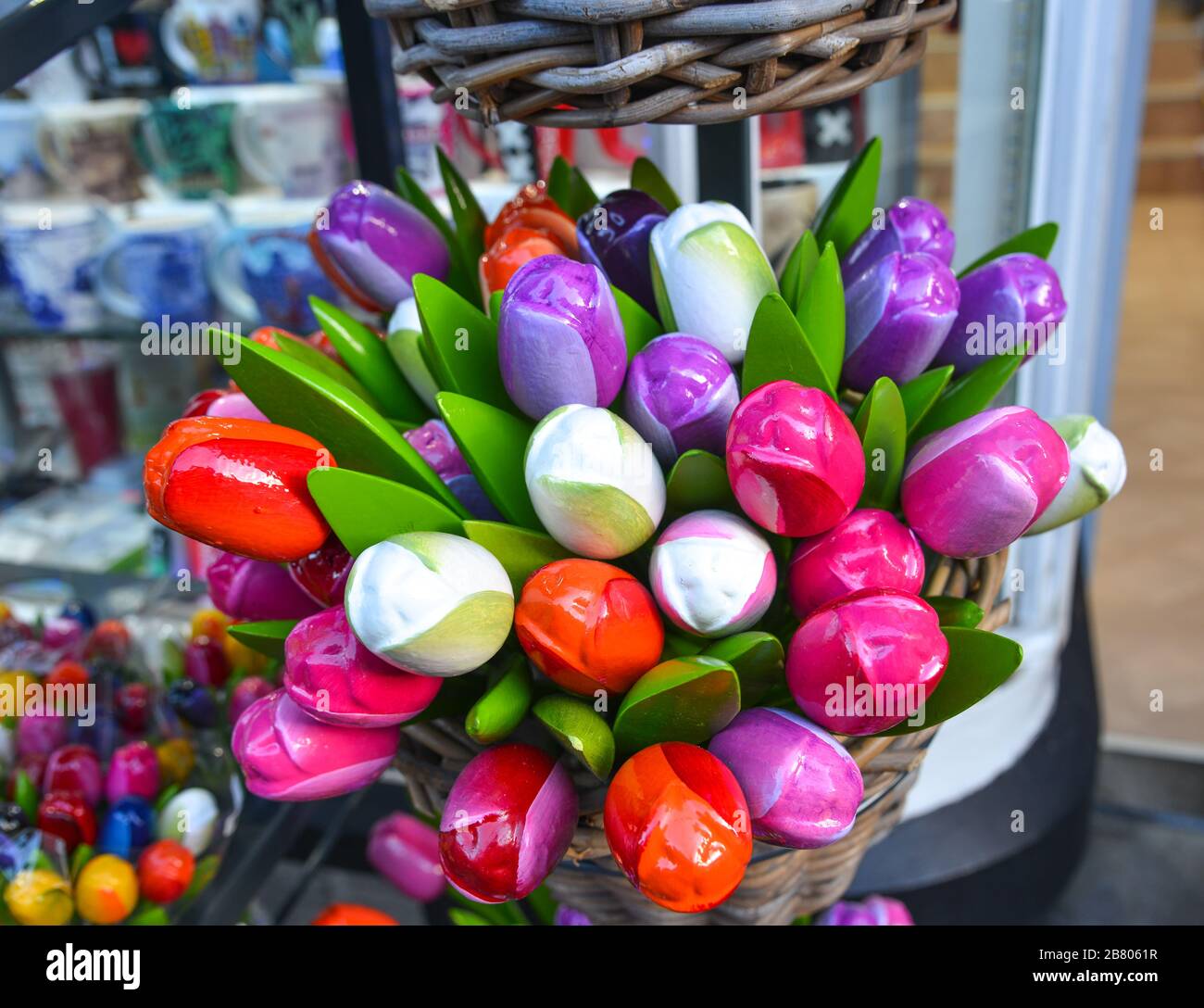 Bouquet of ceramic tulips flowers for sale at the shop in Amsterdam ...