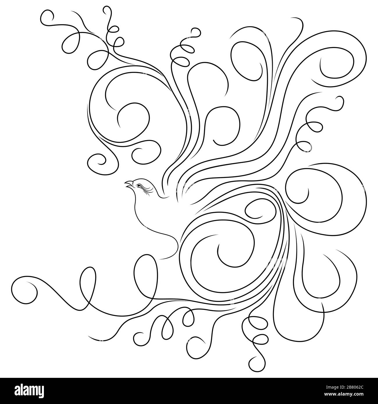 Black outline of adorable bird whose wings and tail are made as long ...