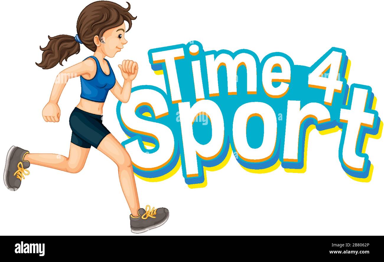 Font design for word time for sport with girl running illustration ...