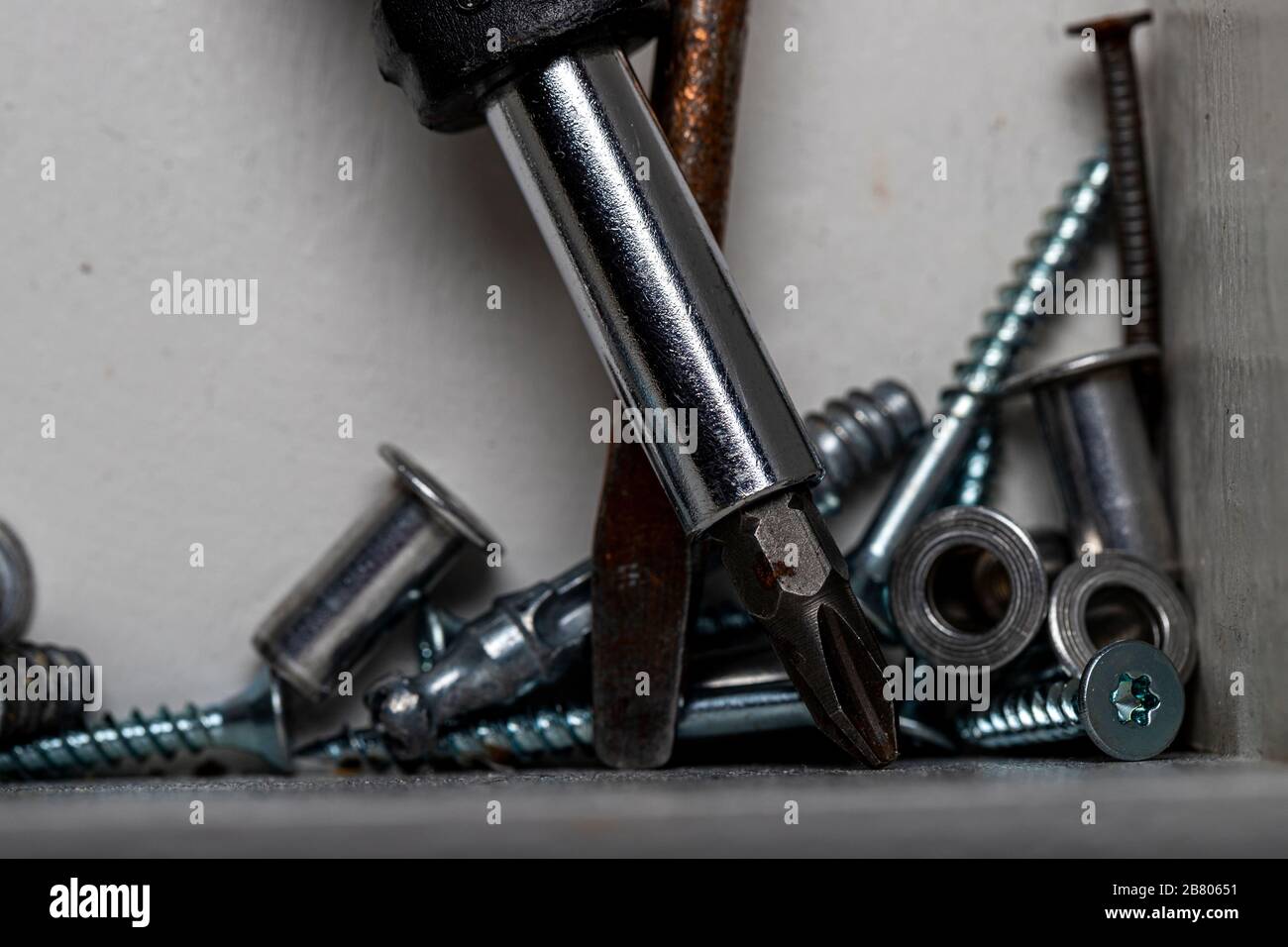 Set of tools with negative space and background for advertising Stock ...