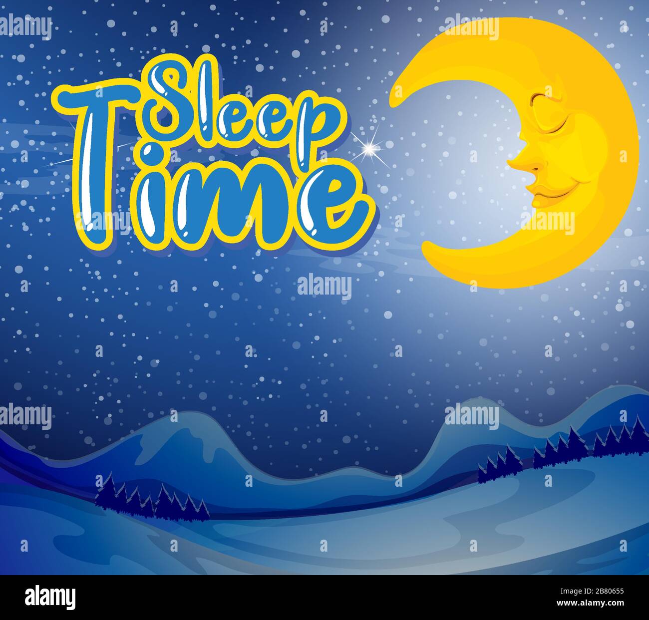 Poster design for word sleep time with moon in background illustration ...