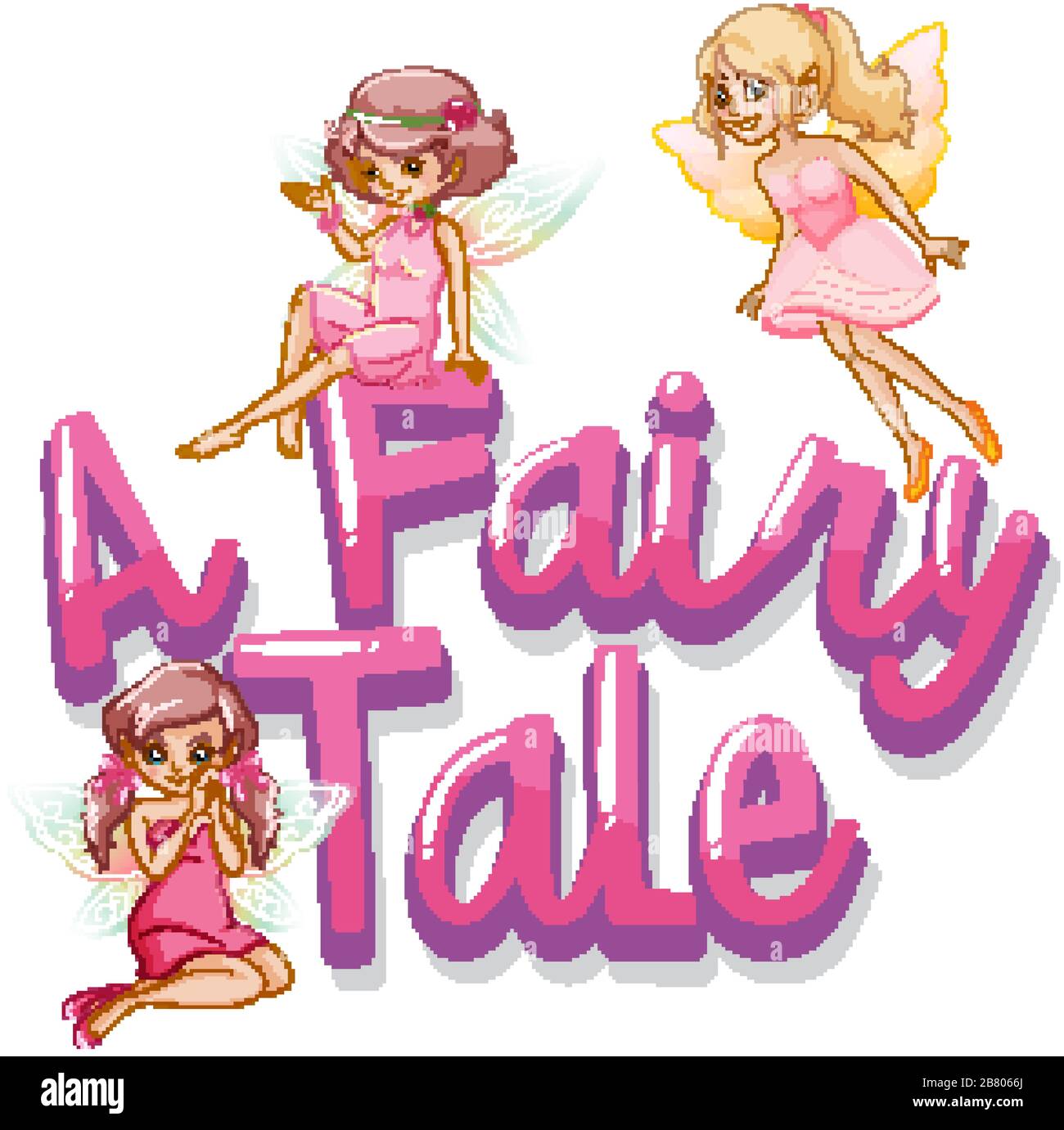 Font design for word a fairy tale with cute fairies flying illustration ...