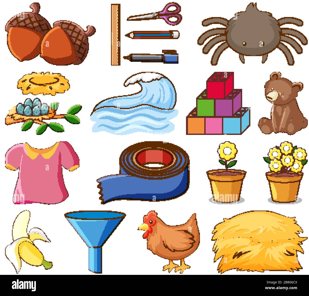 Large set of different items on white background illustration Stock ...