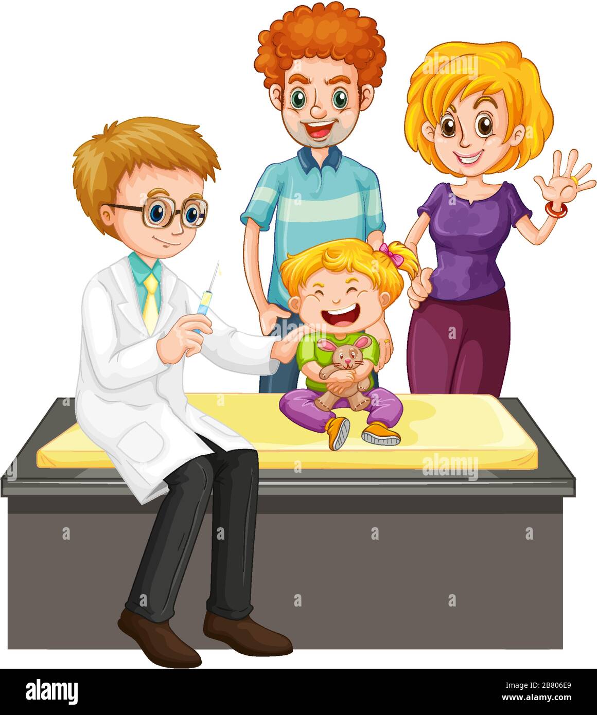 Scene with doctor and girl doing health check up illustration Stock ...