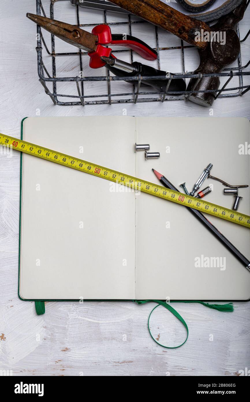 Set of tools with negative space and background for advertising Stock ...