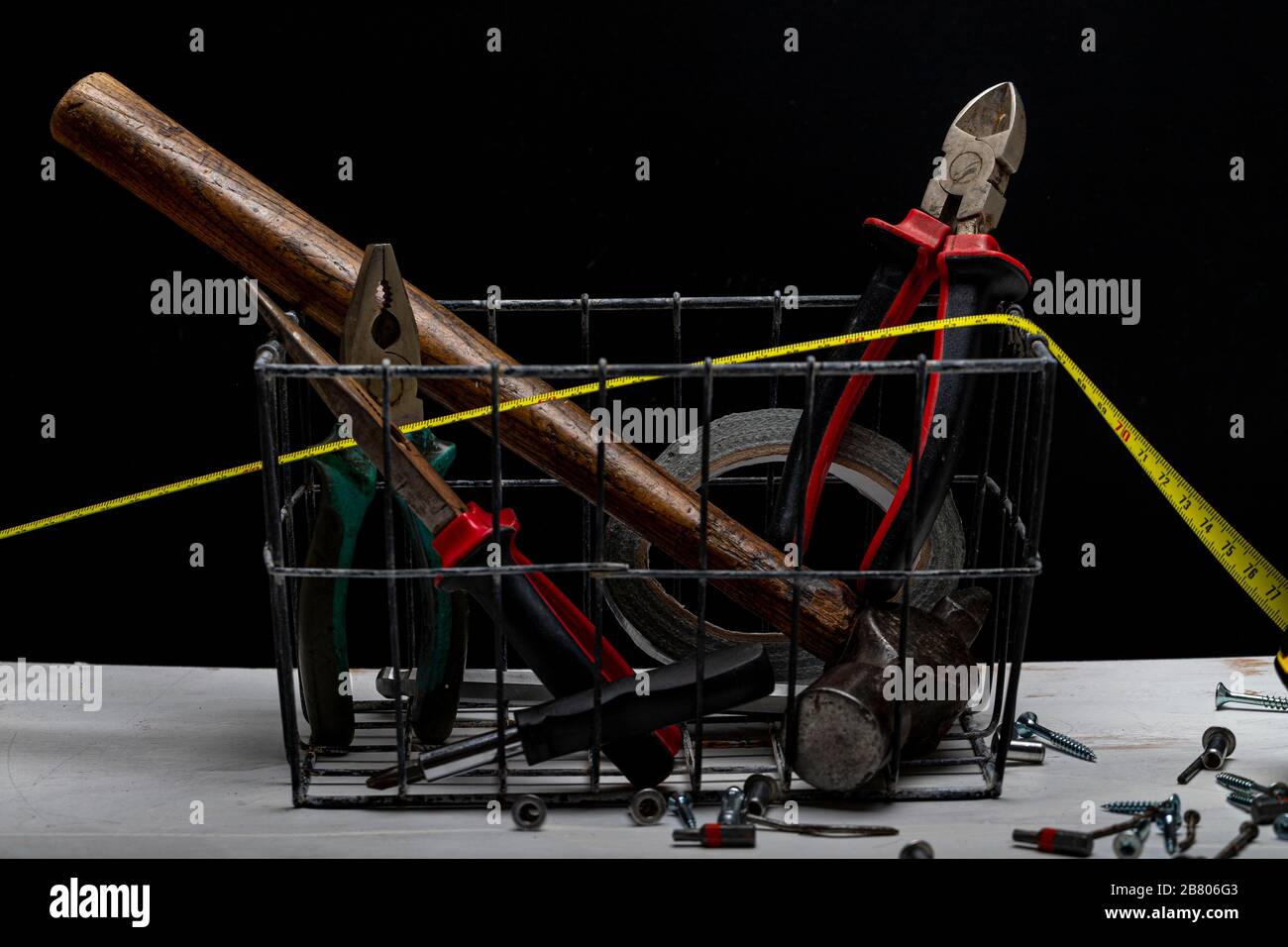 Set of tools with negative space and background for advertising Stock ...