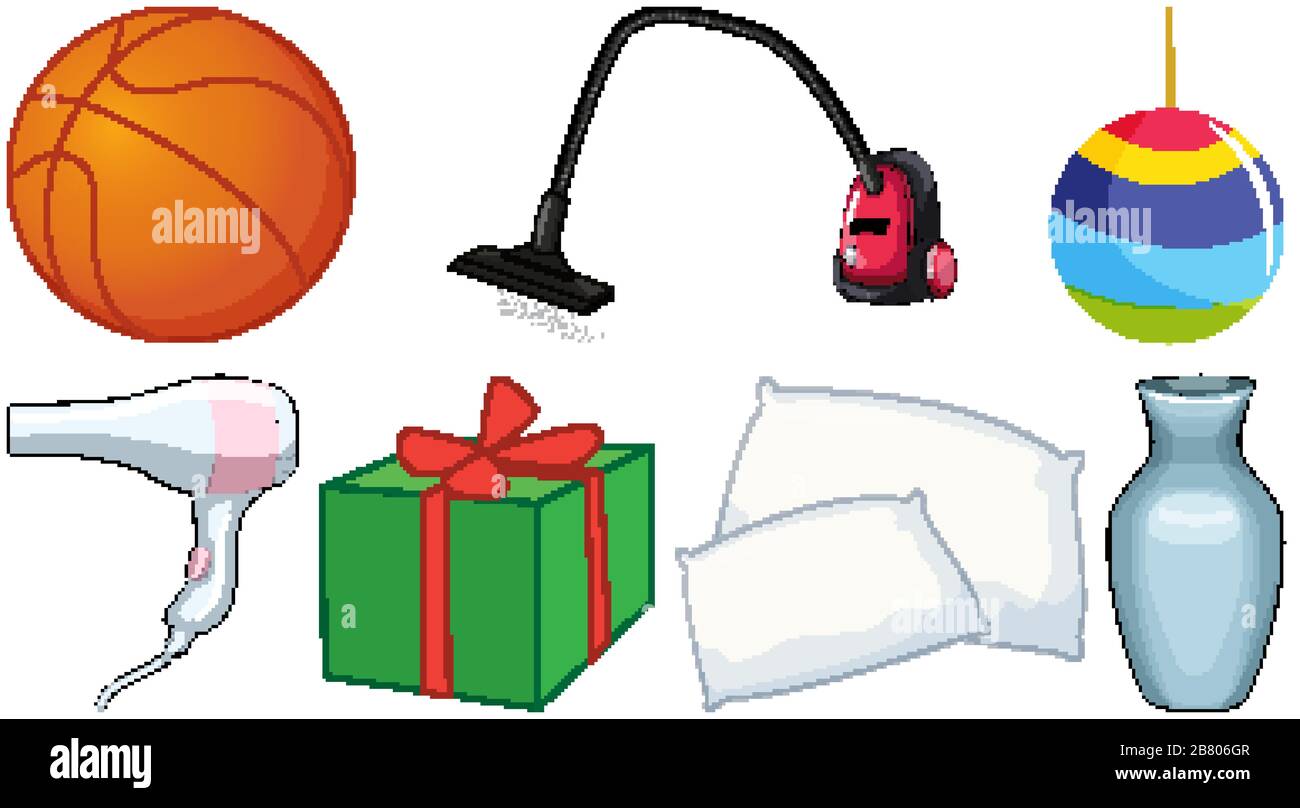 Set of different items on white background illustration Stock Vector ...