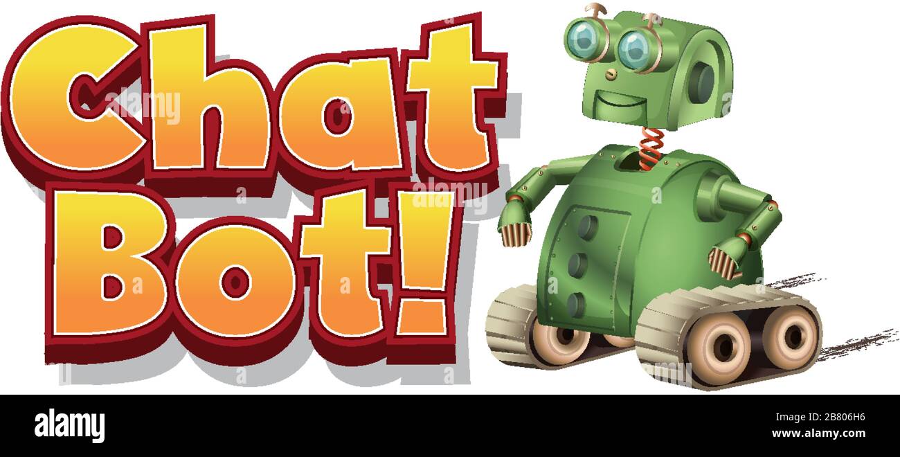 Font design for chat bot with green robot on white background ...