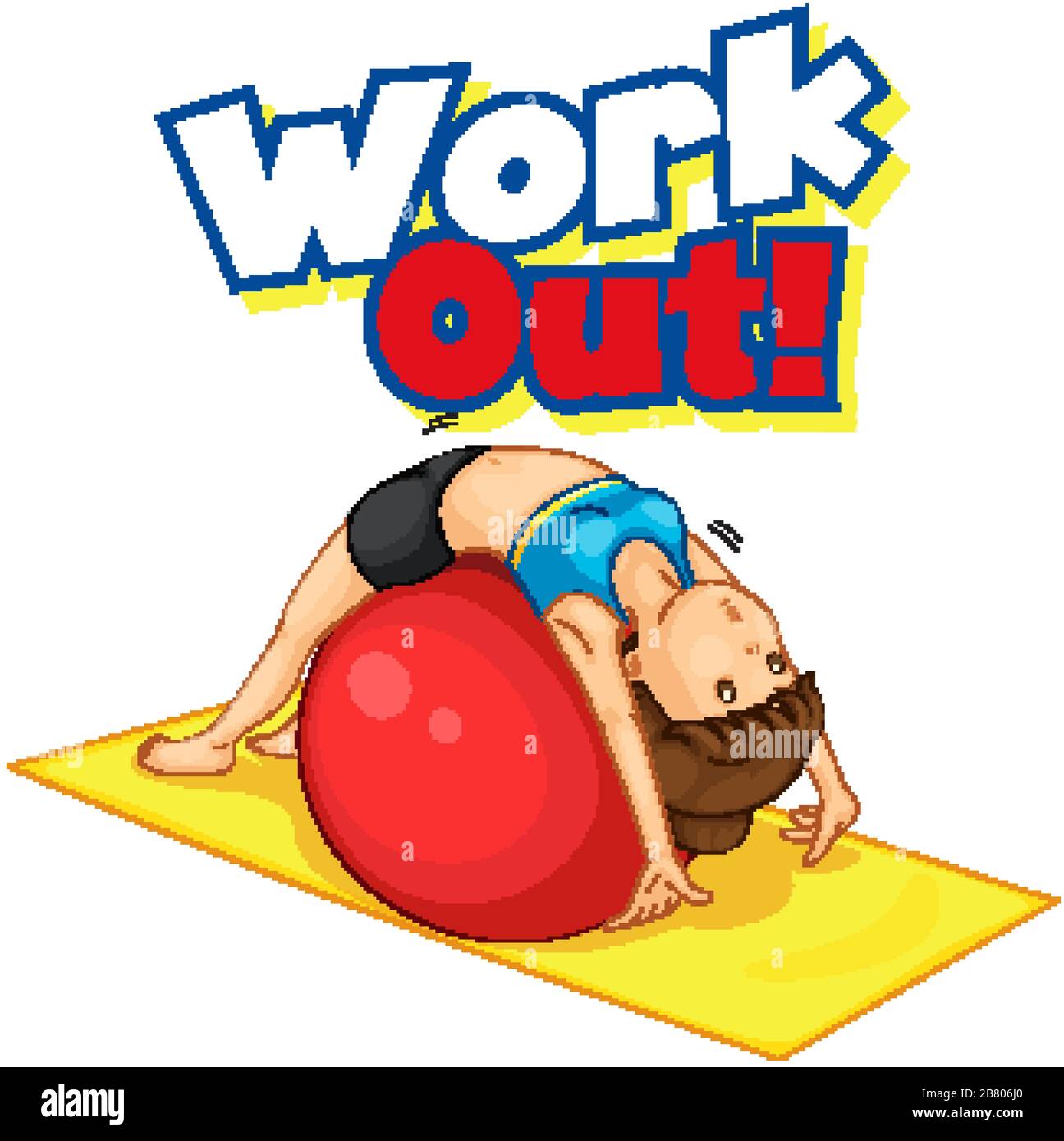 Font design for word work out with girl doing yoga illustration Stock ...