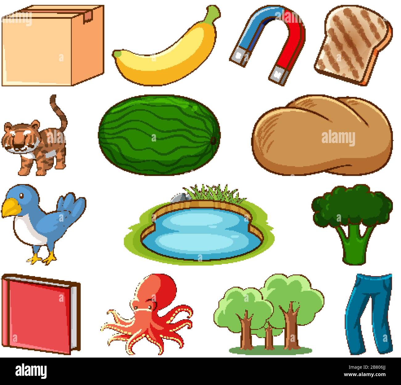 Large set of different food and other items on white background ...