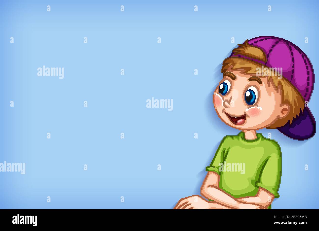 Background template design with happy boy smiling illustration Stock ...