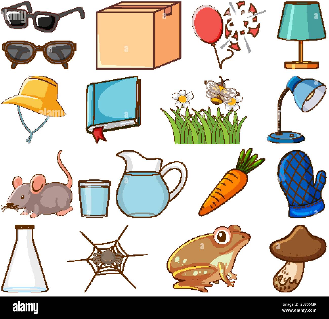 Large set of different equipments and other items on white background ...