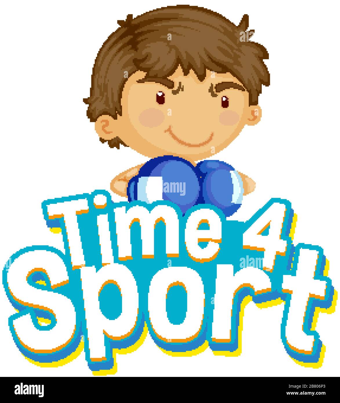 Font design for word time for sport with boy boxing illustration Stock ...