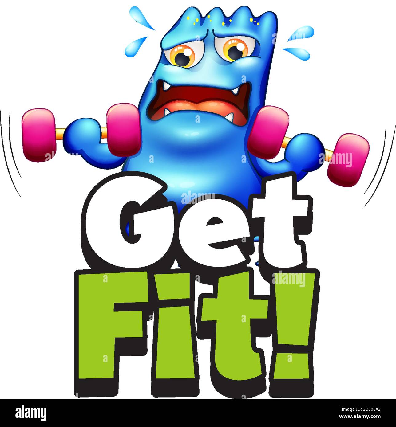 Font design for word get fit with monster lifting dumbbells ...