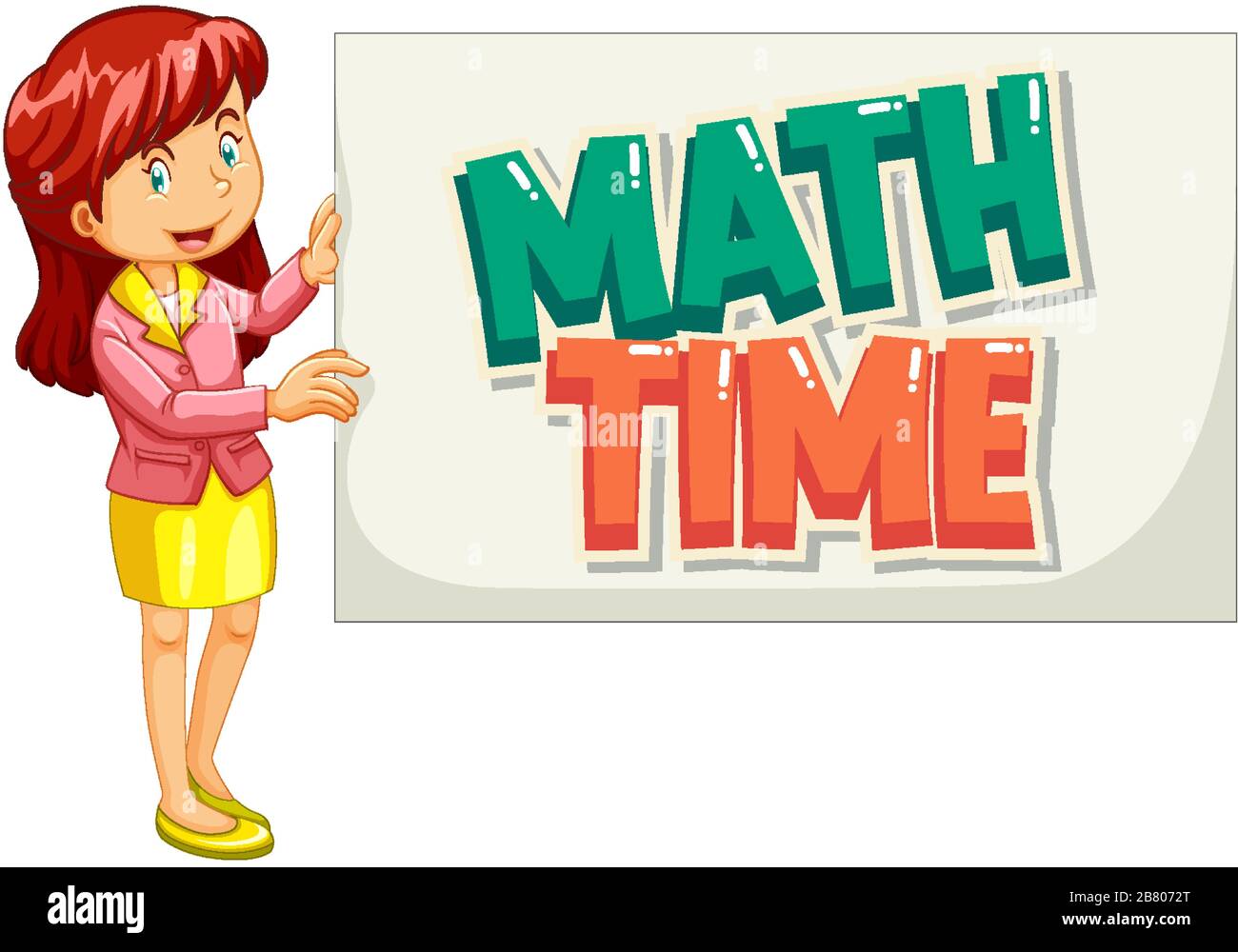Font design for word math time with teacher holding the sign ...
