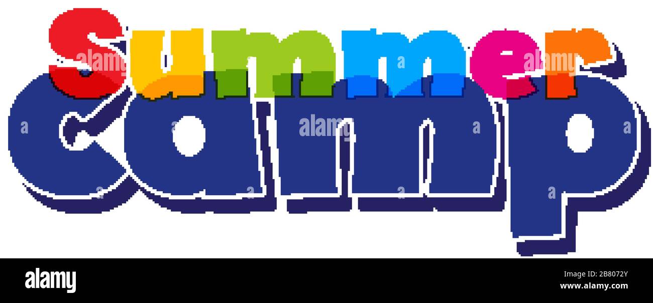 Font design for word summer camp on white background illustration Stock ...