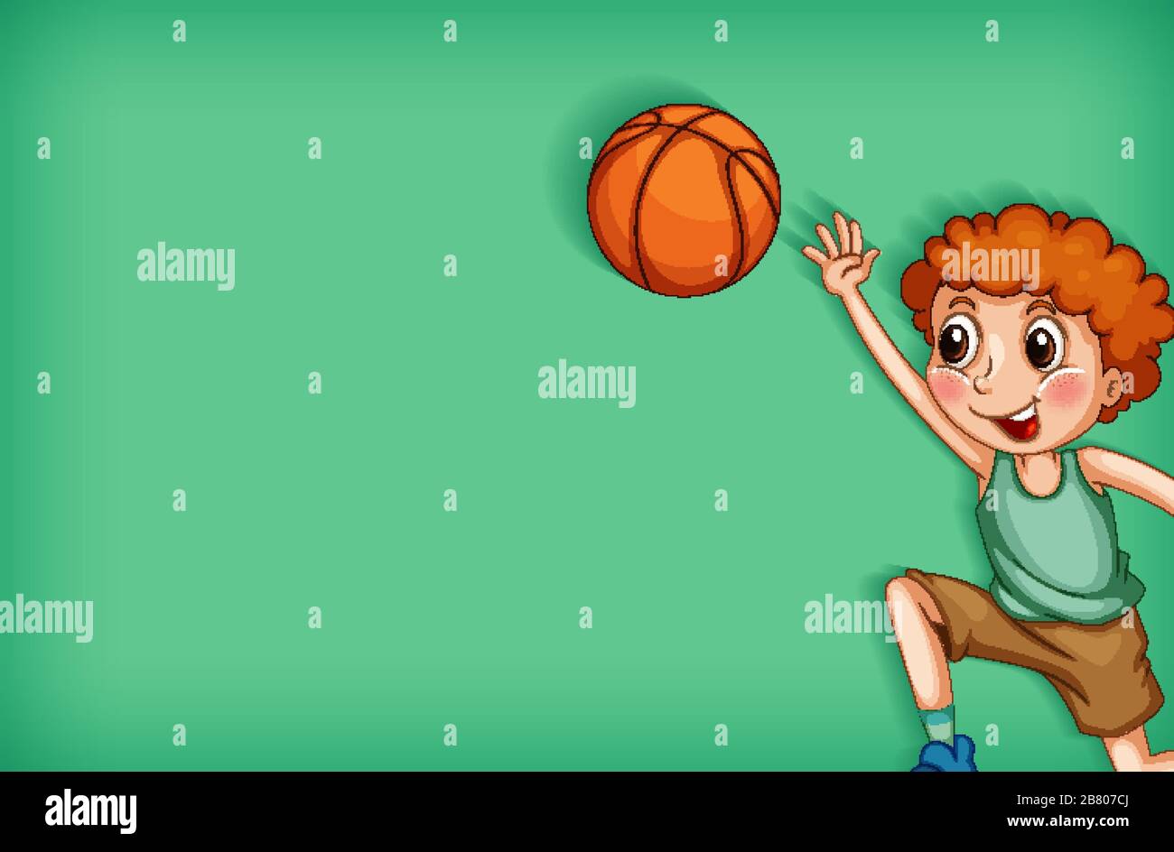Background template design with boy playing basketball illustration ...
