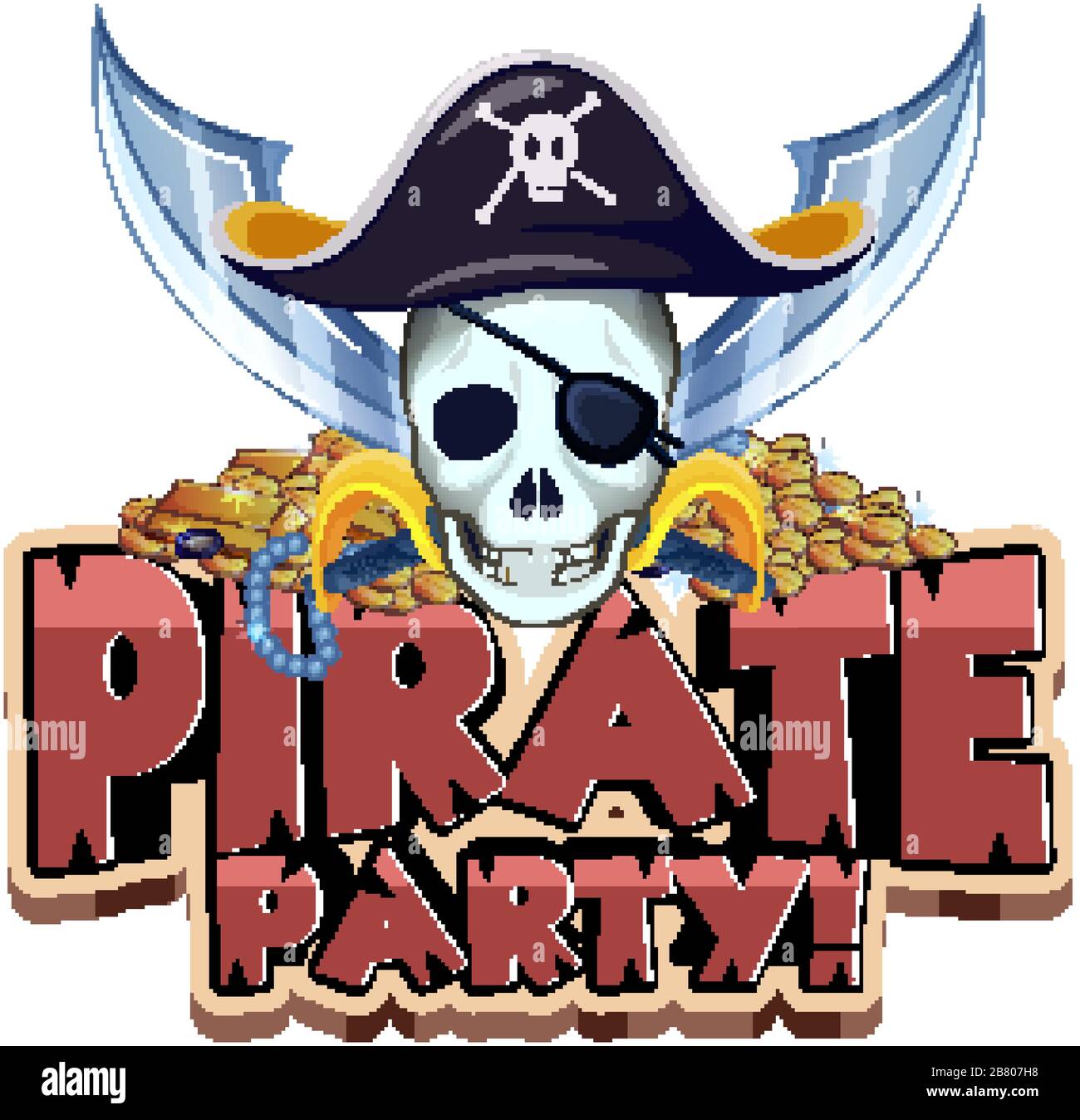 Font design for word pirate party with skull and swords illustration ...