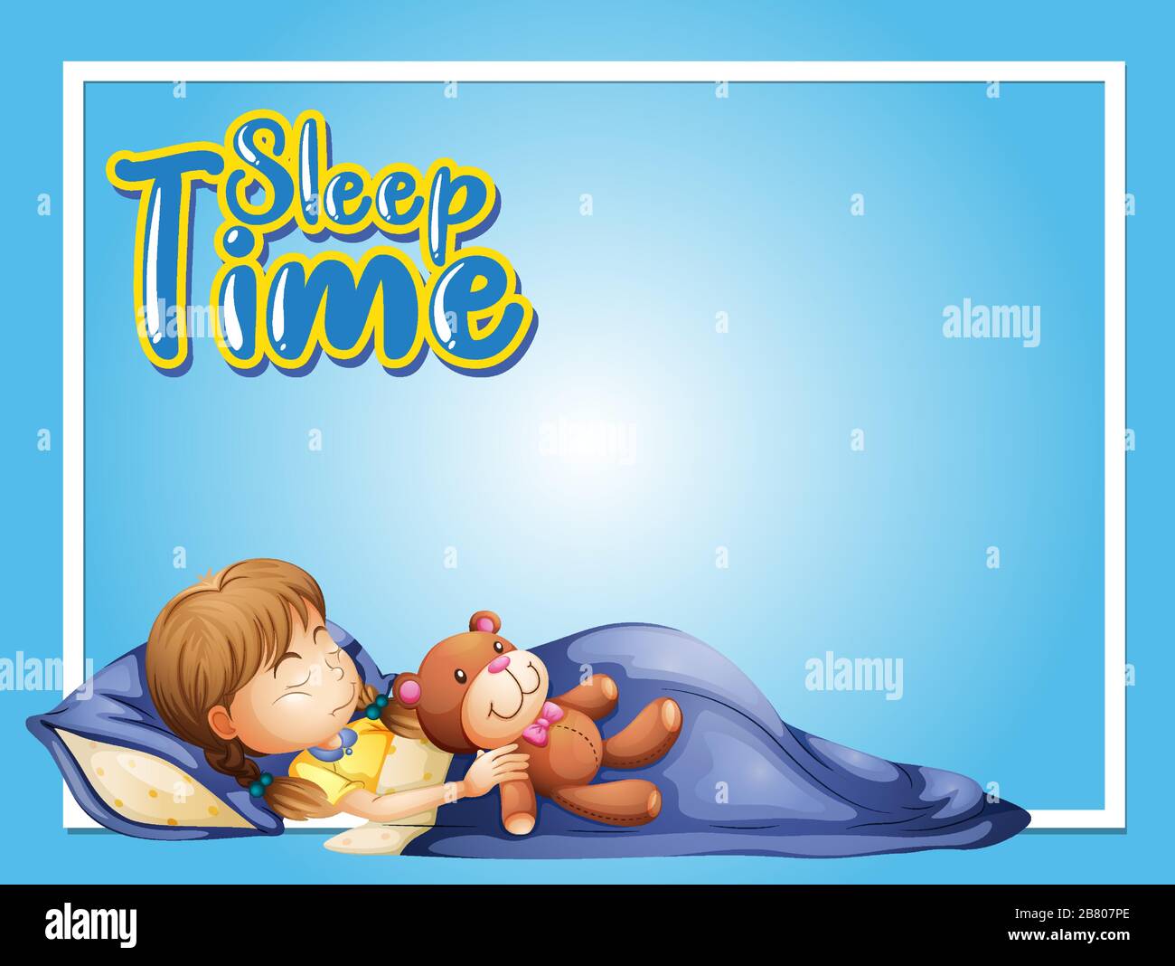 Frame design template with little girl sleeping illustration Stock ...