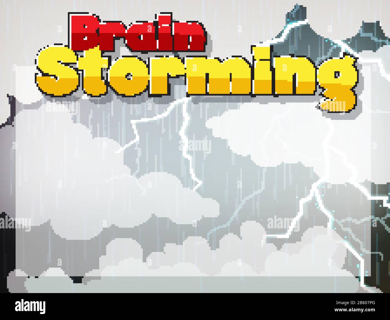 Font design for word brain storming with clouds in background ...