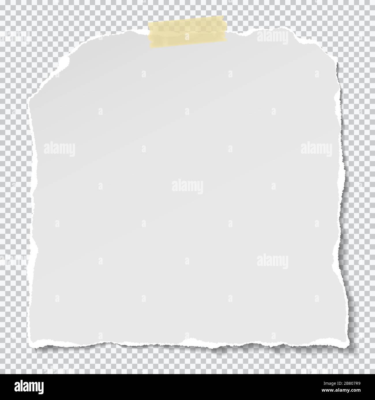 Piece of torn white note, notebook paper with soft shadow stuck with ... Piece of torn white note, notebook paper with soft shadow stuck with ...