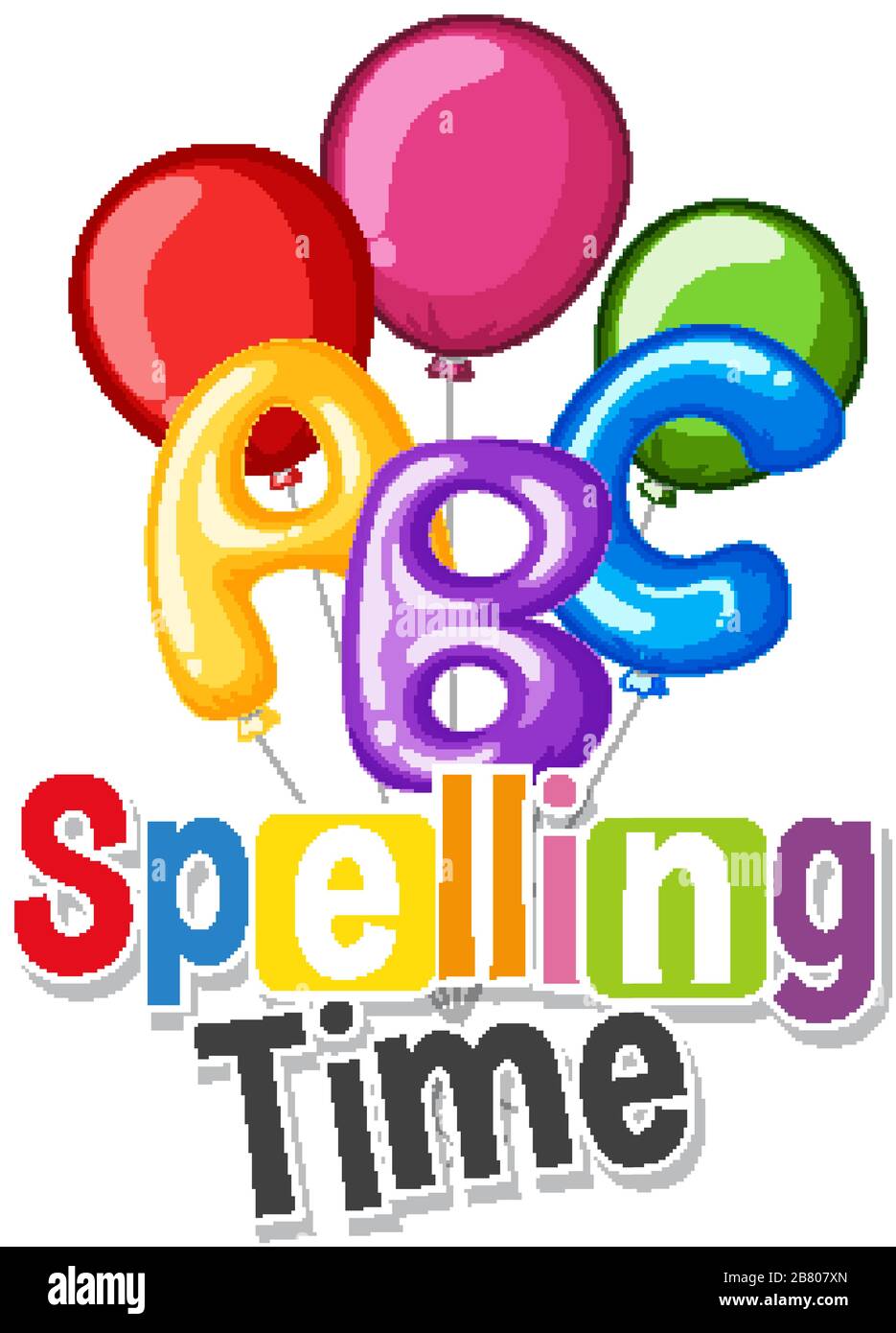 Font design for word spelling time with colorful balloons illustration ...