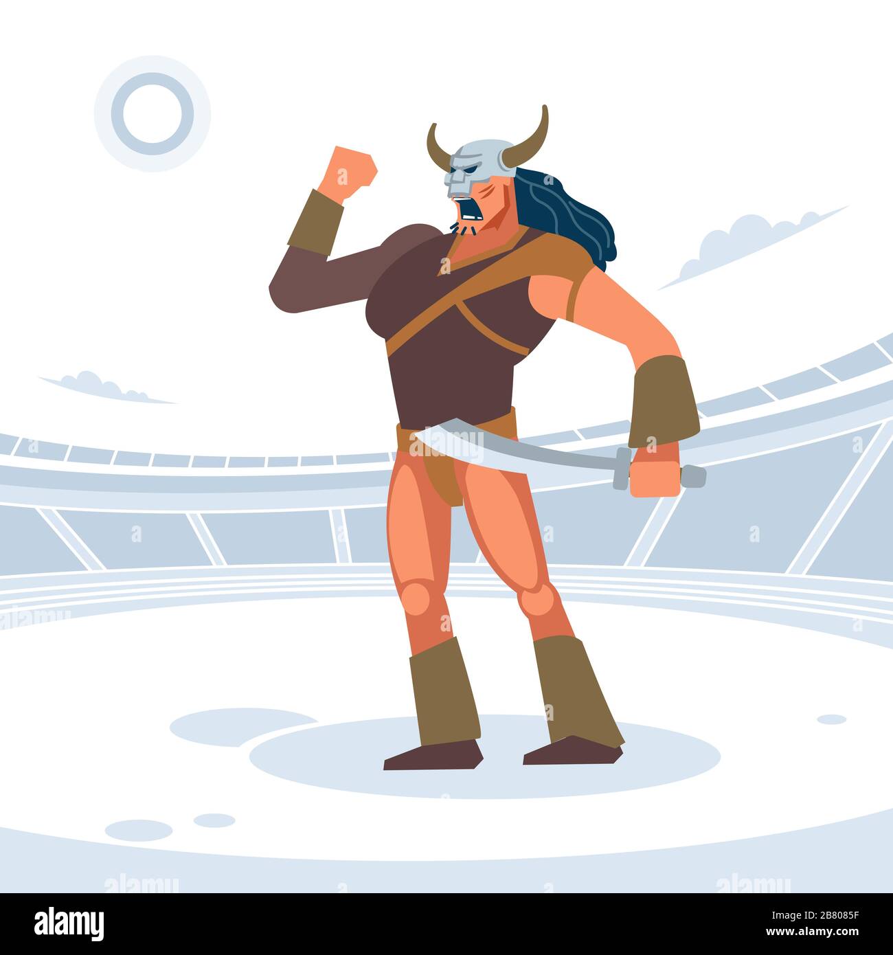 Giant warrior in the Gladiator arena. Gladiator before the battle ...