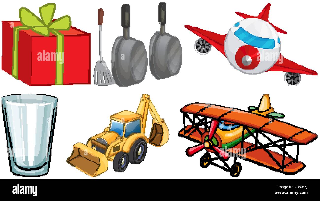 Large set of different items on white background illustration Stock ...