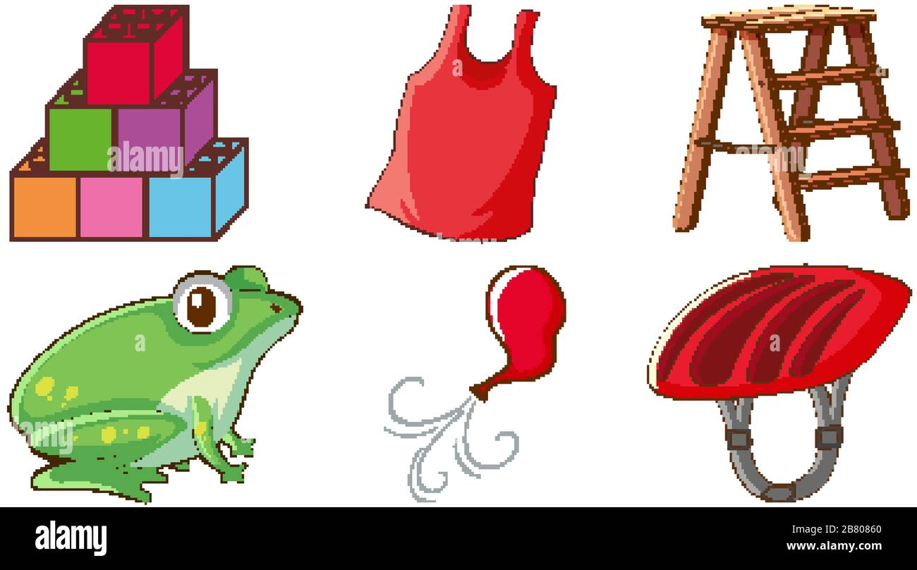 Large set of different objects on white background illustration Stock ...