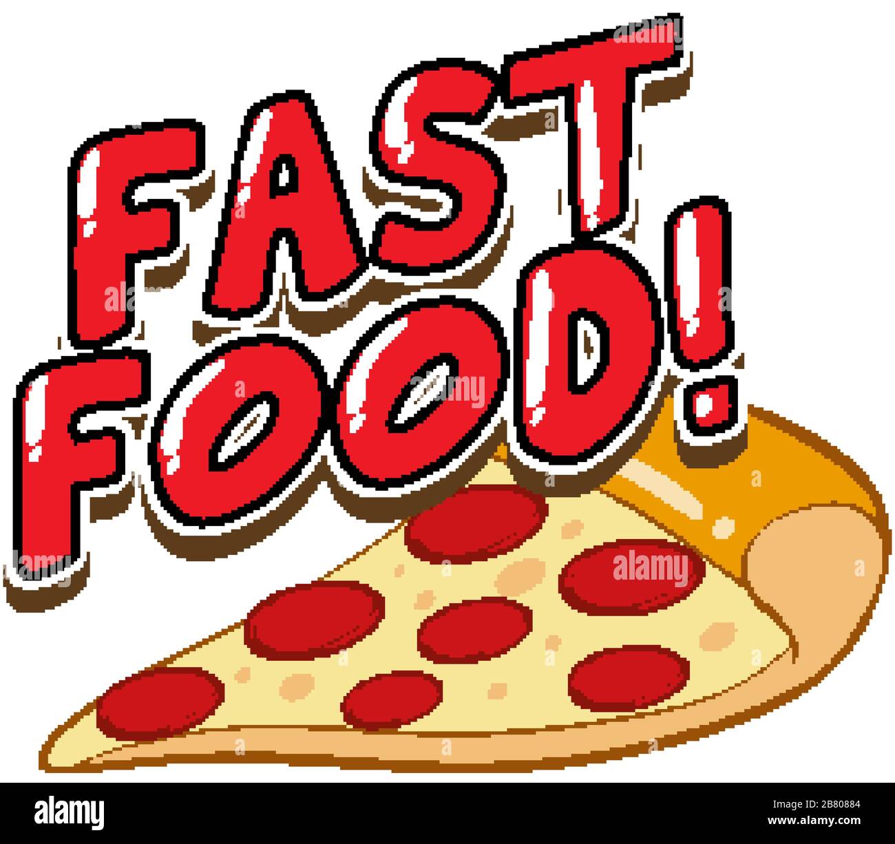 Font design for word fast food with pizza on white background ...