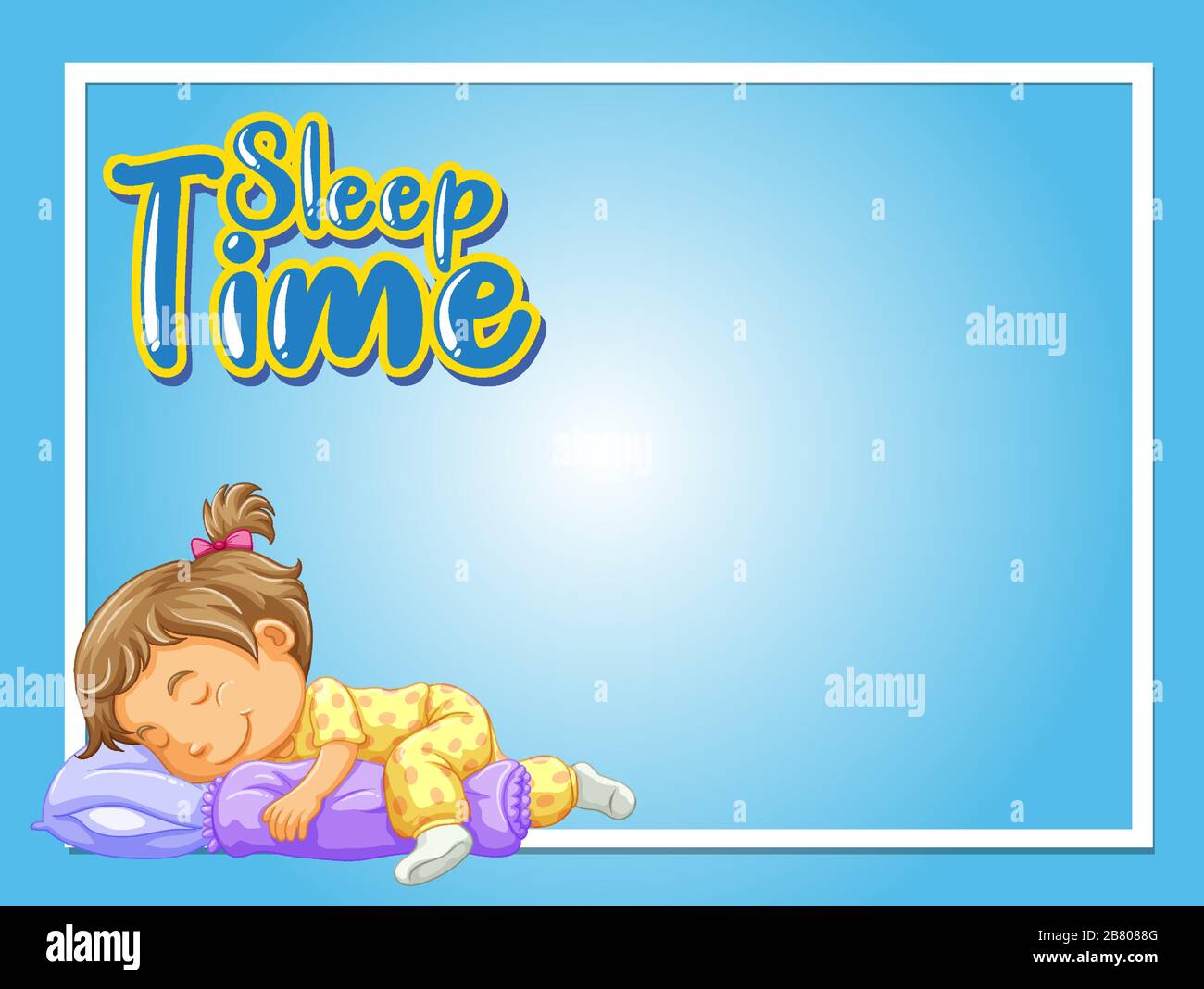 Frame design template with girl sleeping in bed illustration Stock ...