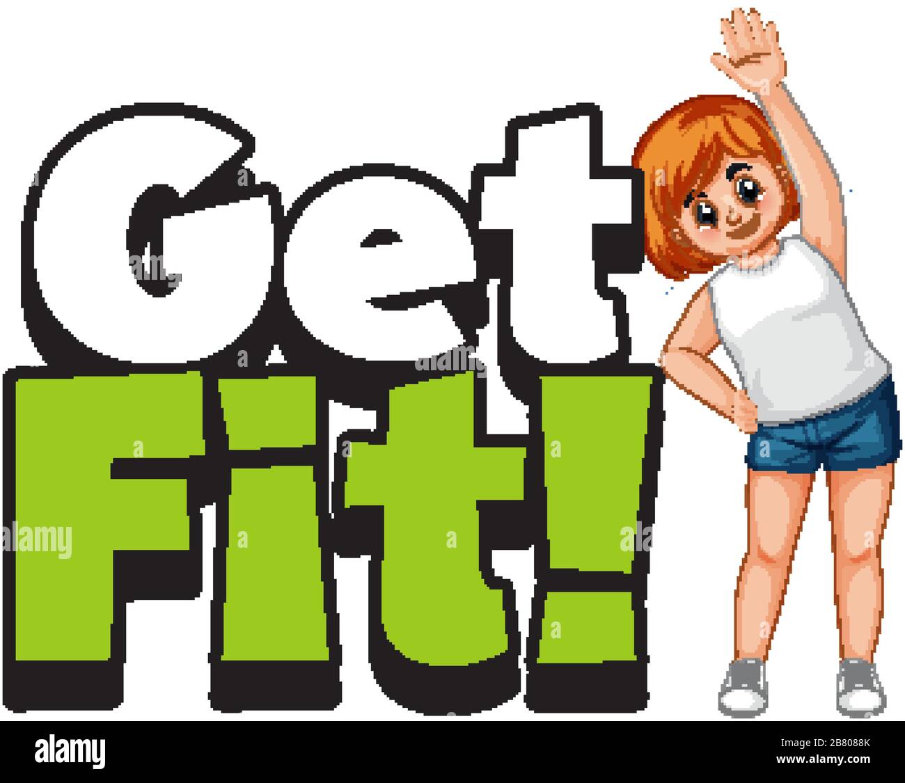 Font design for word get fit with girl doing exercise illustration ...