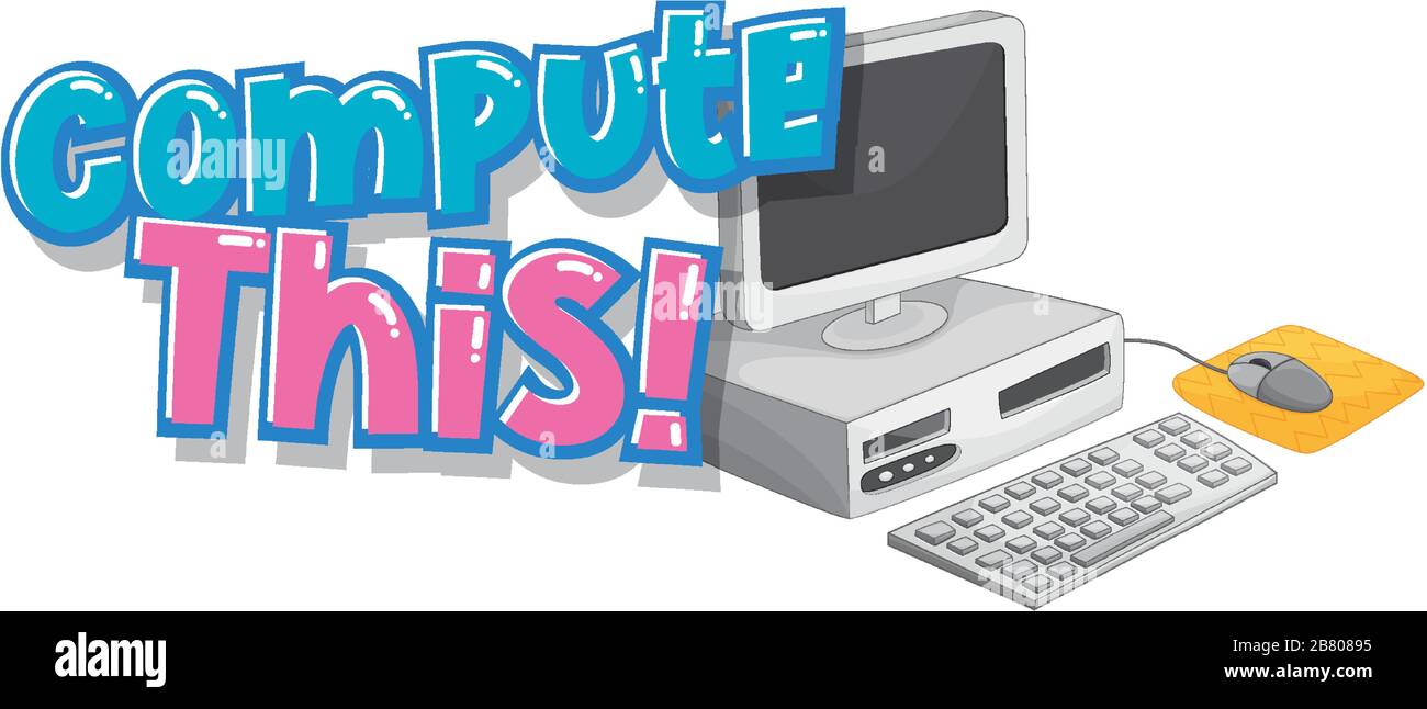 Font design for word compute this with computer set illustration Stock ...