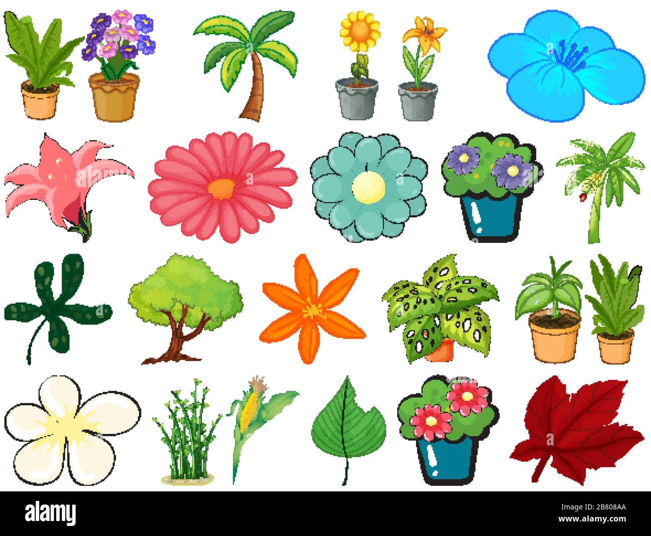 Large set of different gardening objects on white background ...