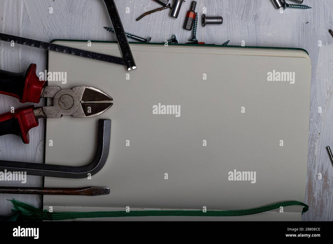 Set of tools with negative space and background for advertising Stock ...