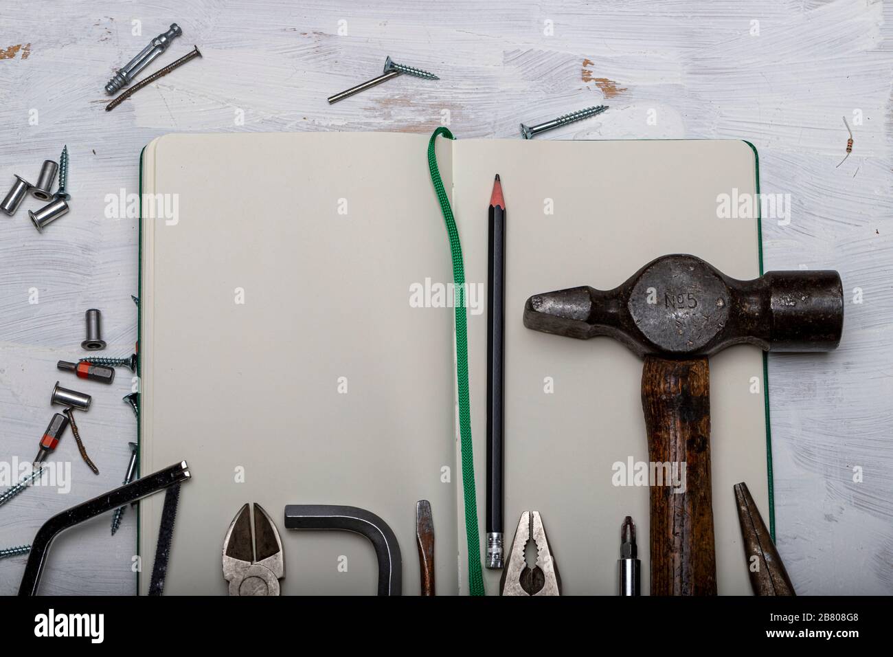 Set of tools with negative space and background for advertising Stock ...