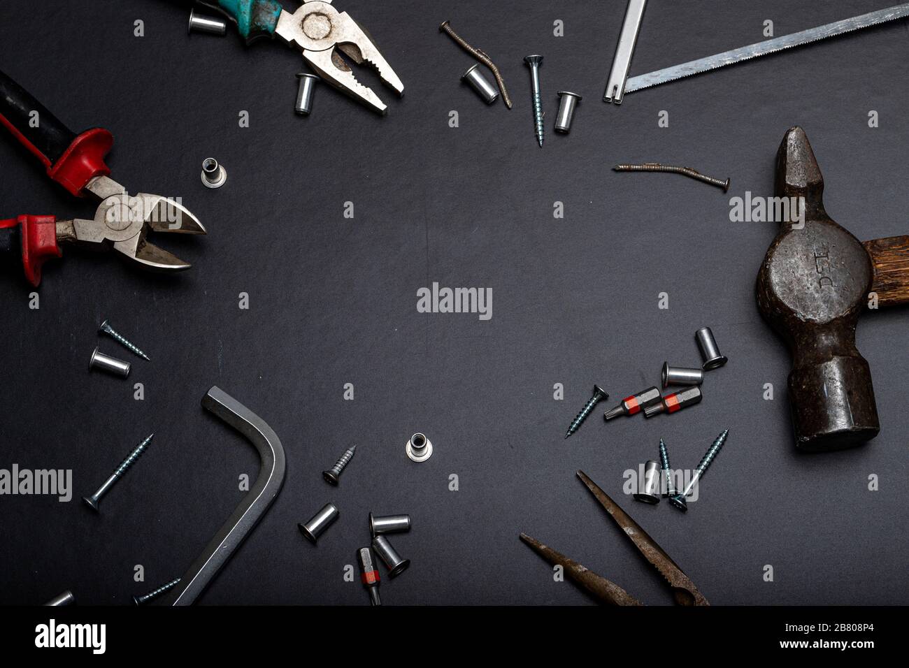 Set of tools with negative space and background for advertising Stock ...