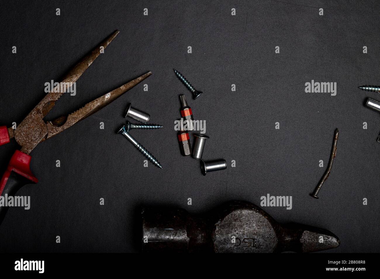Set of tools with negative space and background for advertising Stock ...