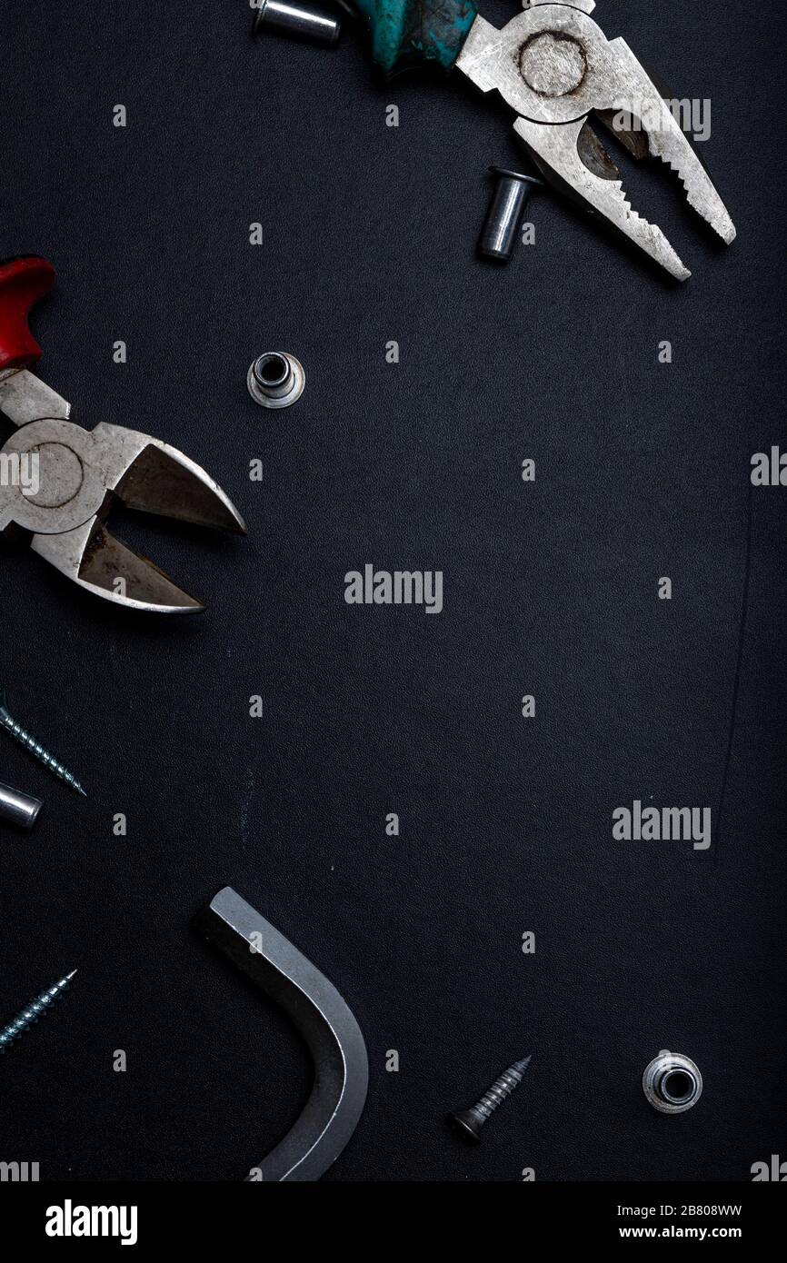 Set of tools with negative space and background for advertising Stock ...