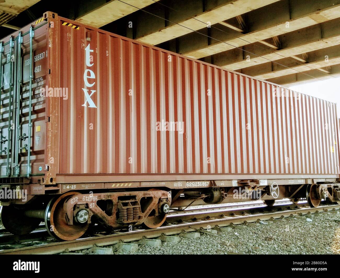 Container loaded on train Stock Photo - Alamy