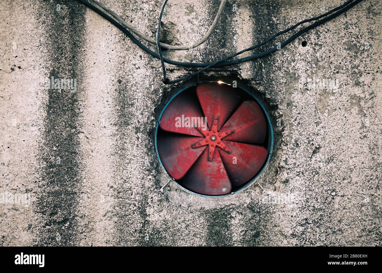 A red ventilator on the old wall of warehouse in Tbilisi, Georgia Stock ...